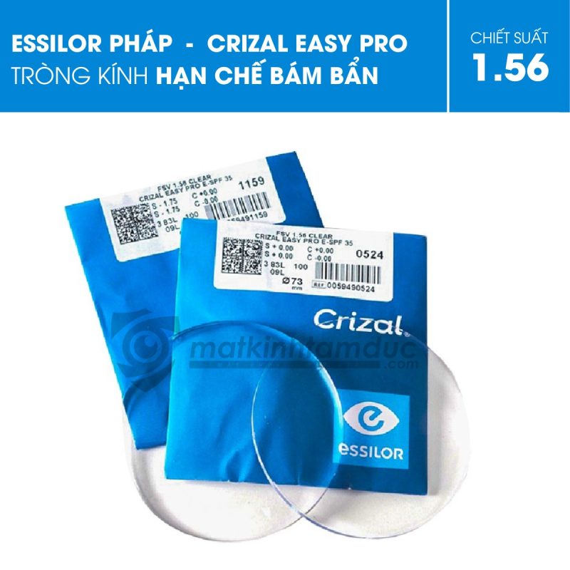Tròng kính Essilor Crizal Easy Pro UV 1.56 - Hạn chế bám bẩn và dễ dàng ...