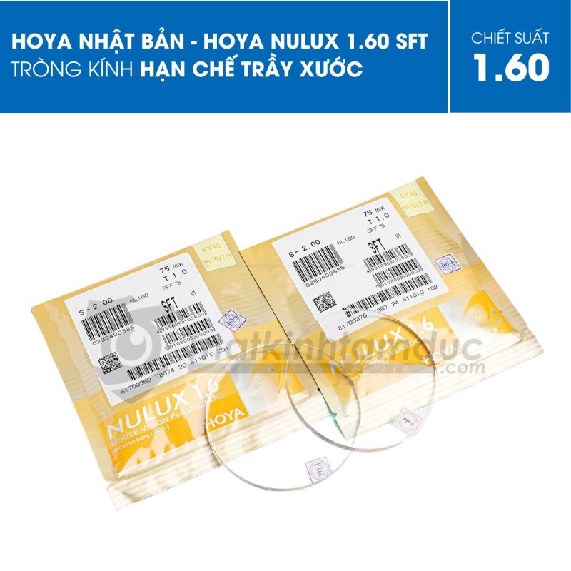 Tròng kính HOYA Nulux 1.60 SFT - Tròng kính chống nước chính hãng