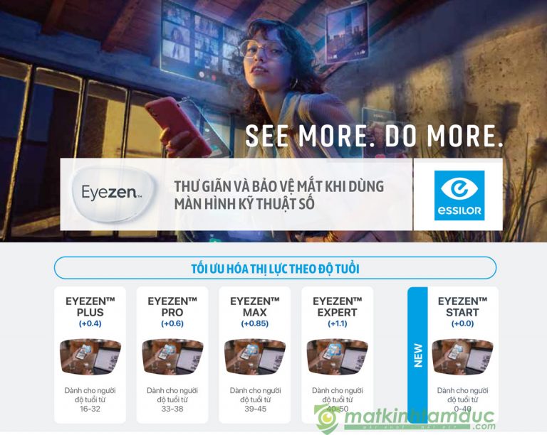 Tròng kính Essilor Eyezen Crizal 1.56 Plus/Pro/Max chính hãng