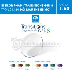 Tròng kính đổi màu Essilor Transitions Gen 8 mới nhất chính hãng