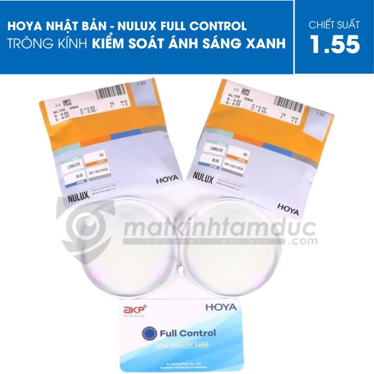 Tròng kính HOYA Nulux Full Control mới - Lọc ánh sáng xanh cao cấp