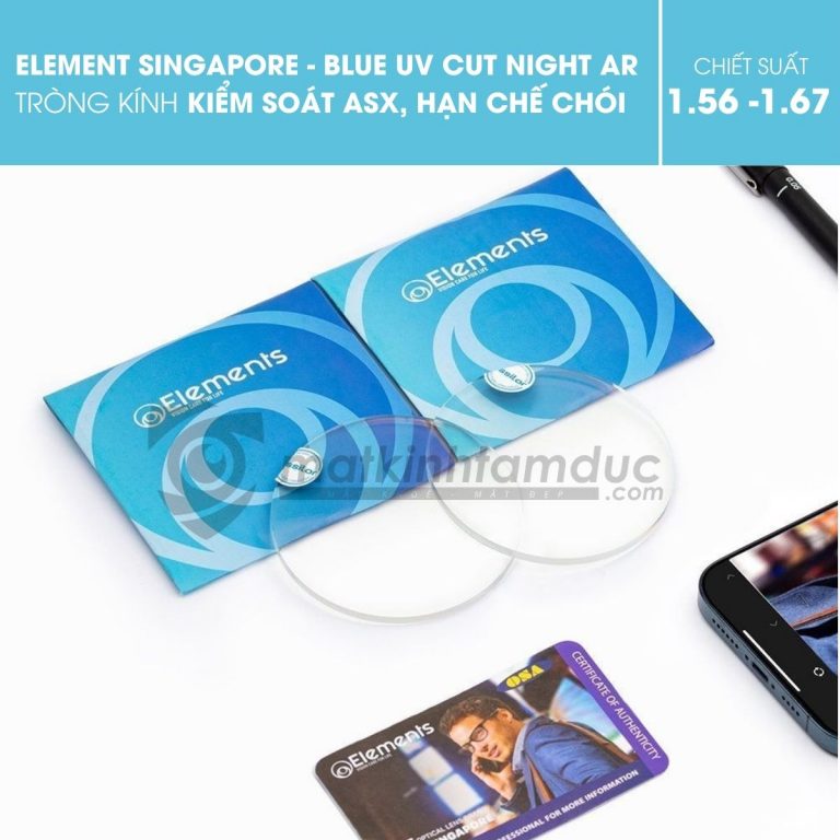 Tròng kính Elements Blue UV Cut Night AR - Chống ánh sáng xanh, chống ...